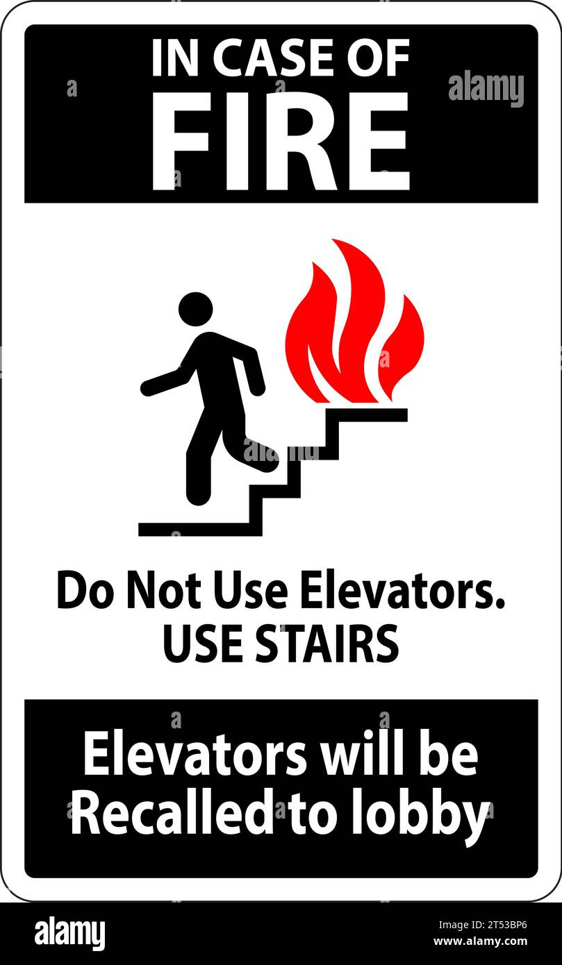 In Case Of Fire Sign Do Not Use Elevators. Use Stairs, Elevators Will ...