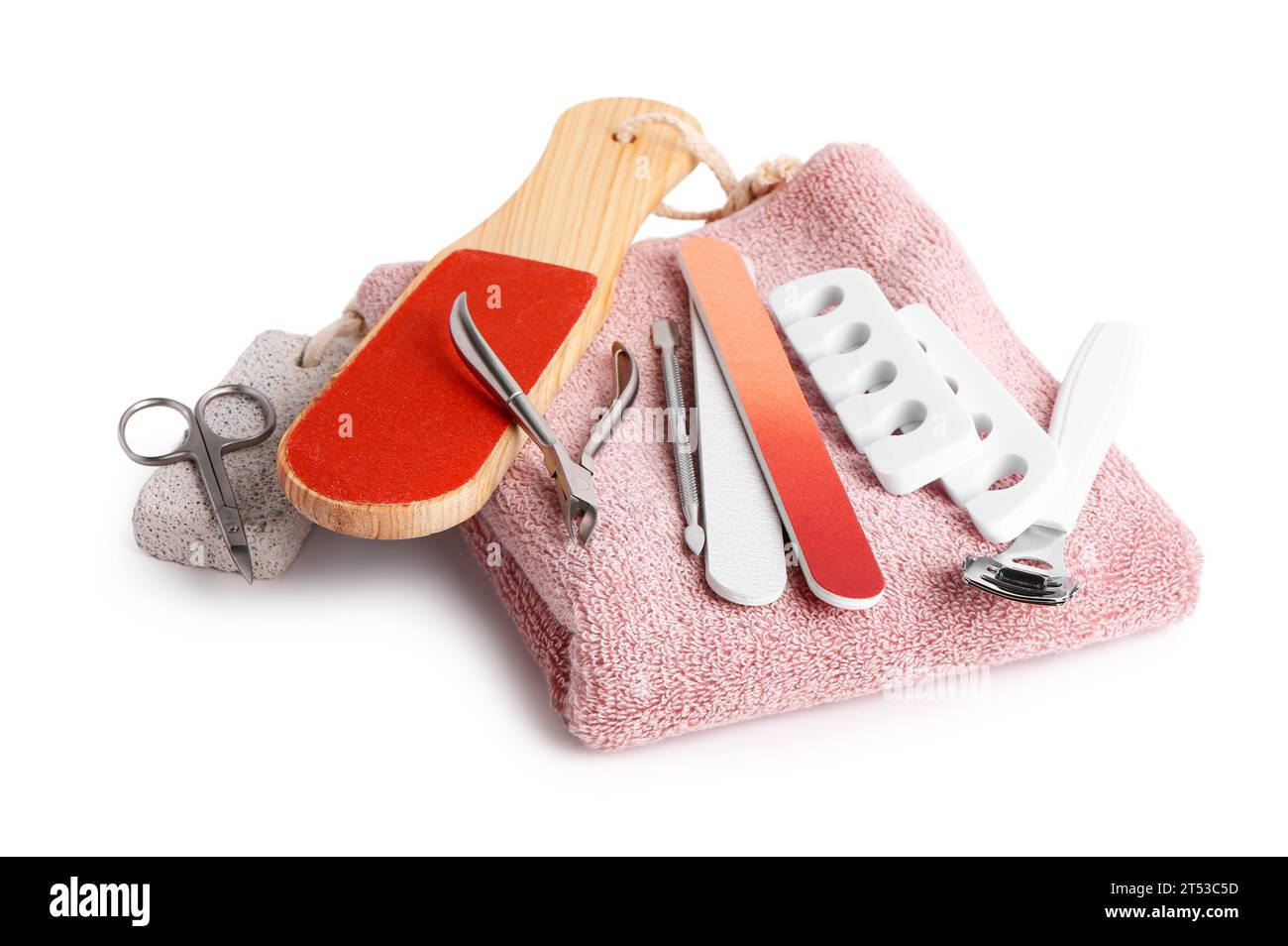 Set of professional tools for pedicure isolated on white background ...