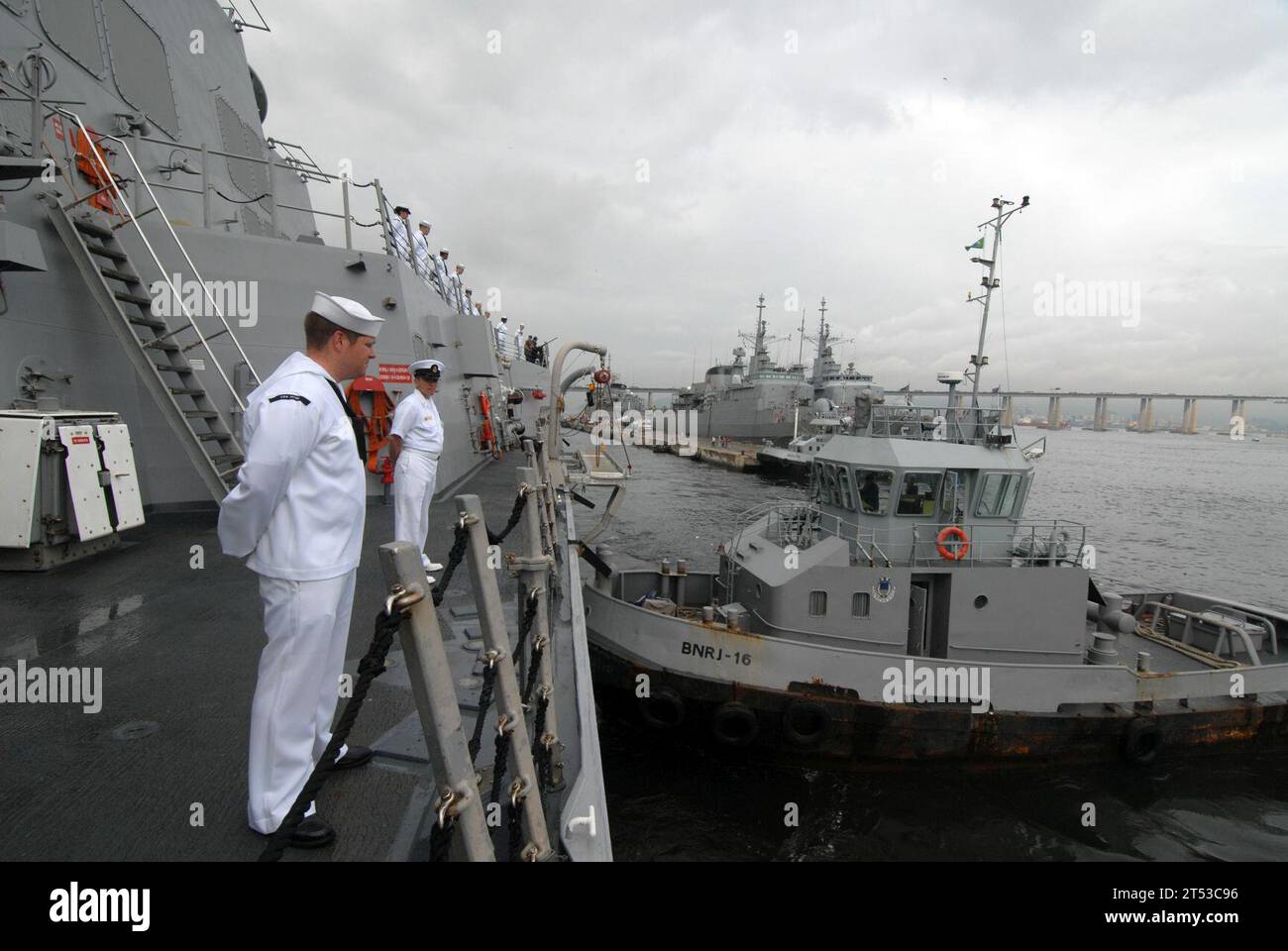 Brazil, Guided-Missile Destroyer, man the rails, navy, Rio de Janeiro ...