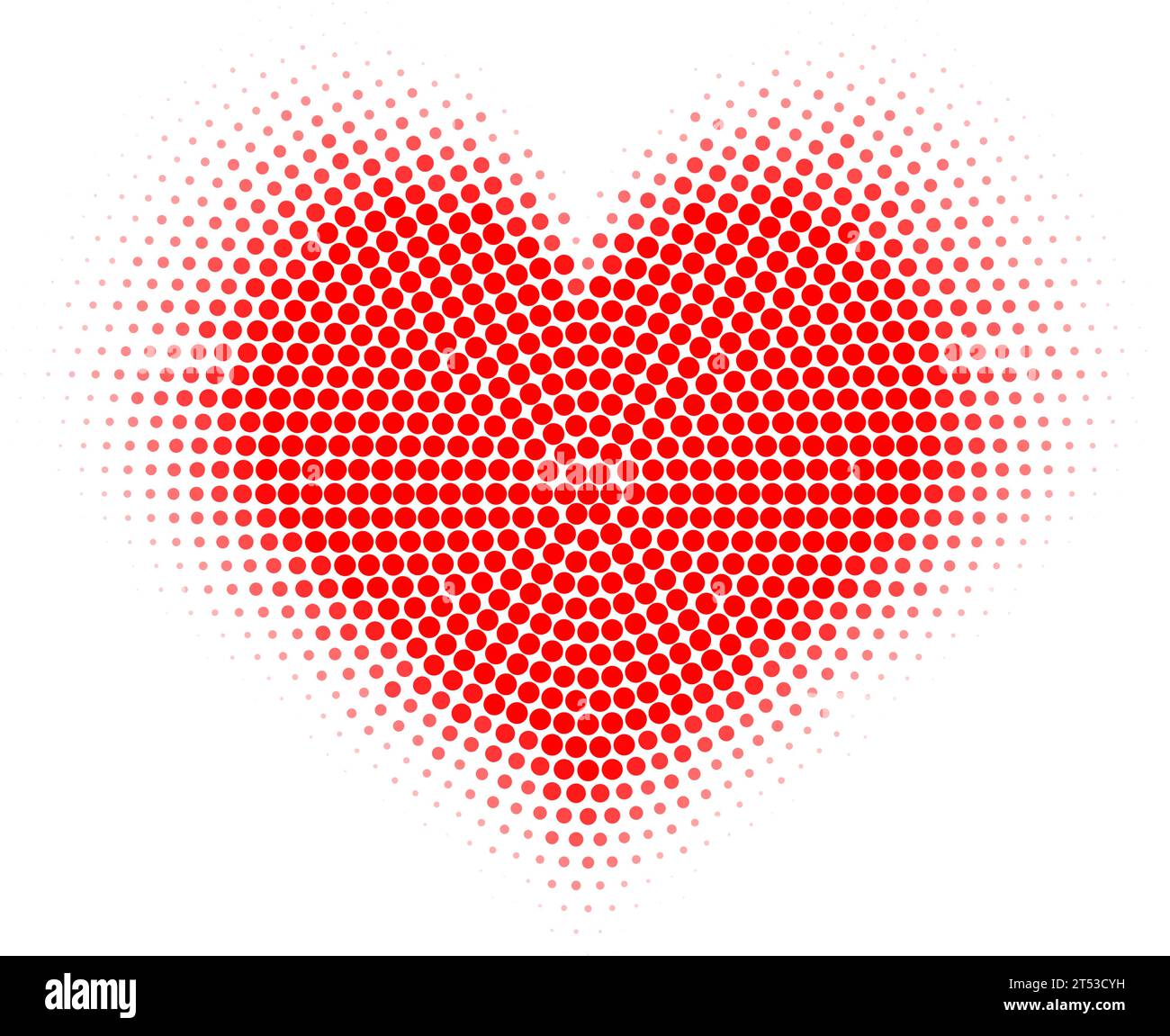 Red halftone heart with radial mosaic dot pattern. Valentine day love ...