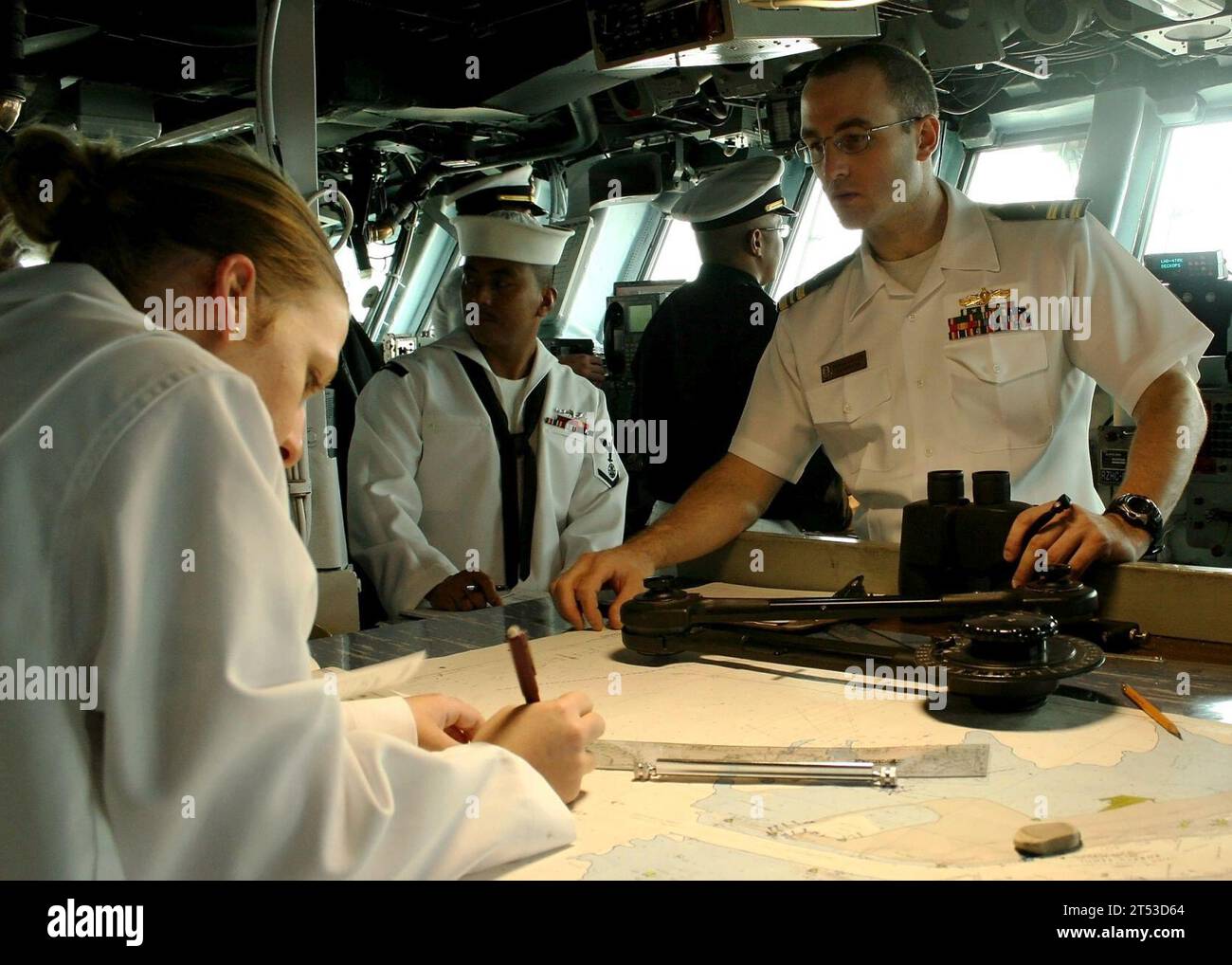 bridge, ship's course, USS Boxer (LHD 4 Stock Photo - Alamy