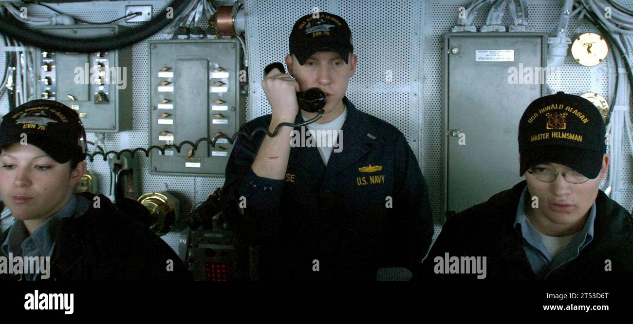 bridge, helm safety officer, helmsman and lee helmsman, USS Ronald ...