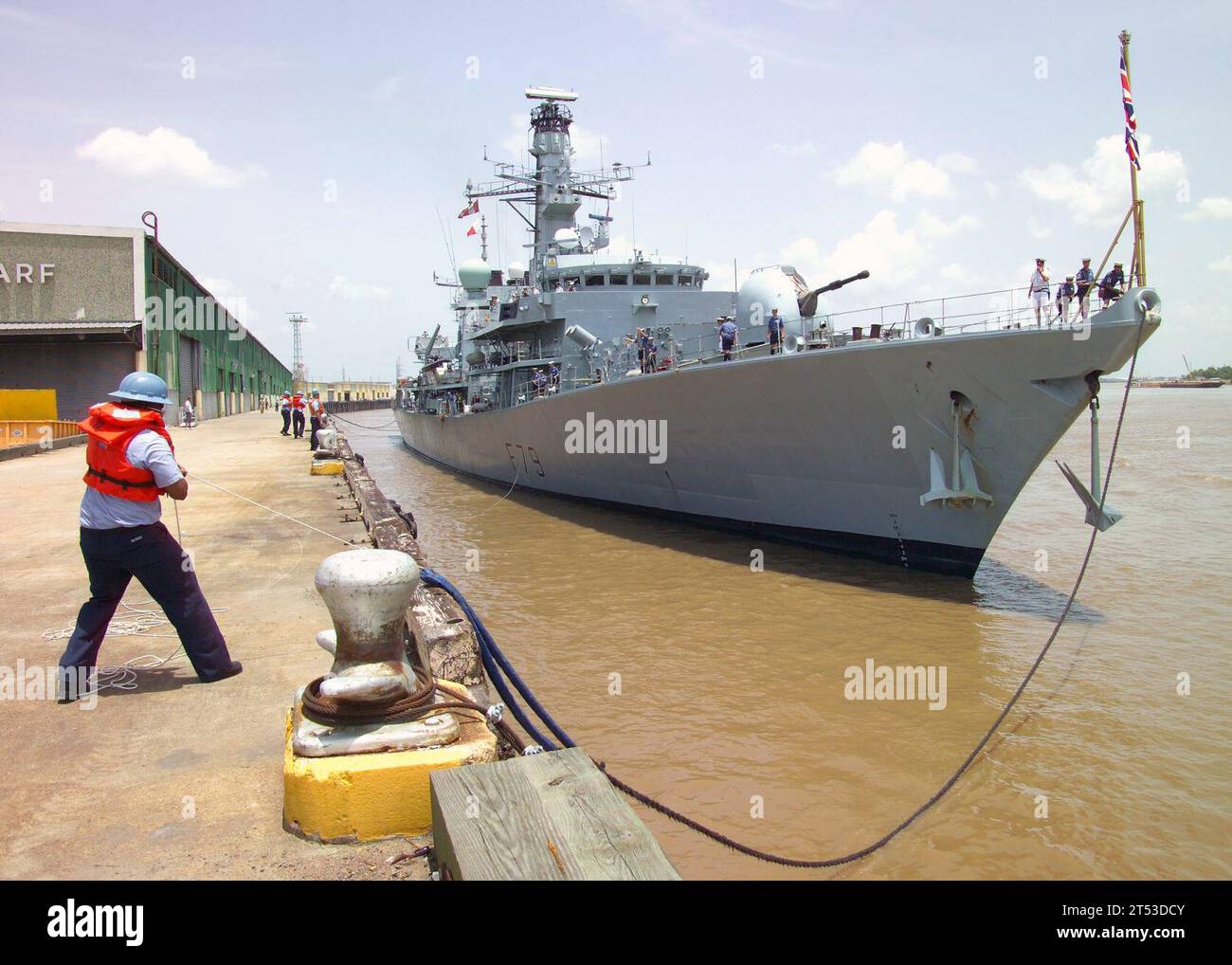 British Naval Ship HMS Portland (F79), Governor Nichols Wharf, La ...