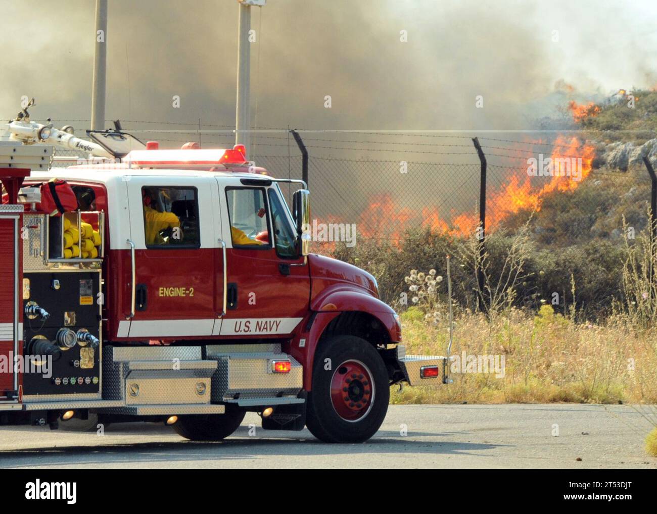 brush fire, Crete, firefighters, Greece, Souda Bay, U.S. Navy Stock ...