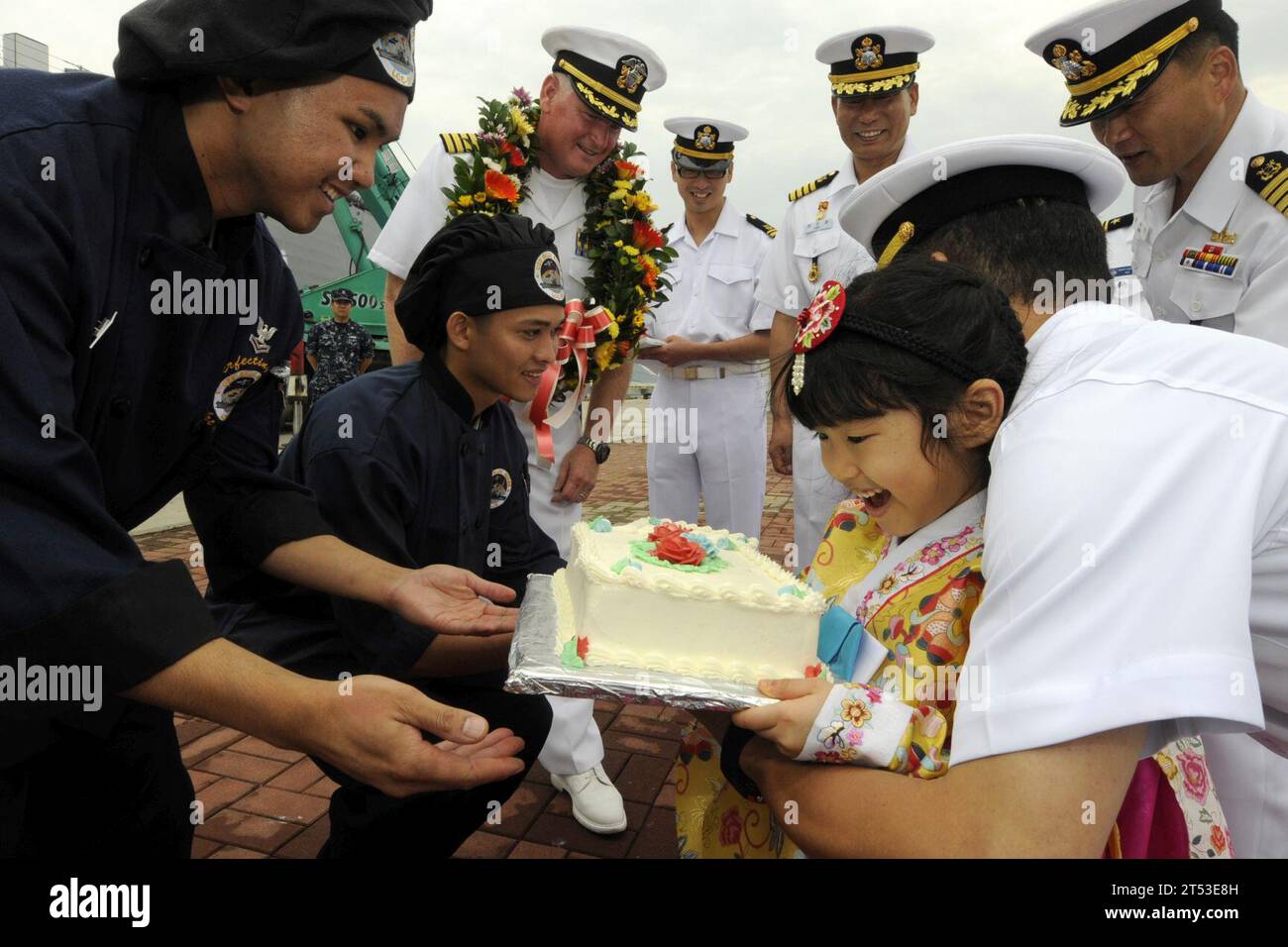 Busan, cake, harbor pilot, Korea, man the rails, pier, Republic of ...