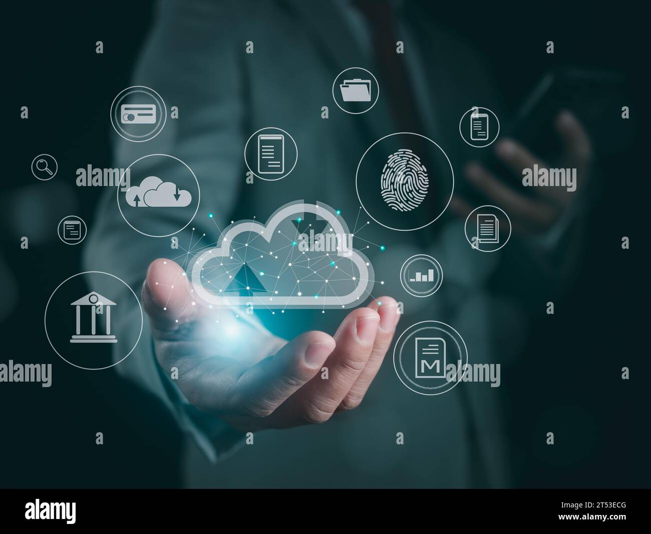 Cloud computing concept, connect communication equipment information ...