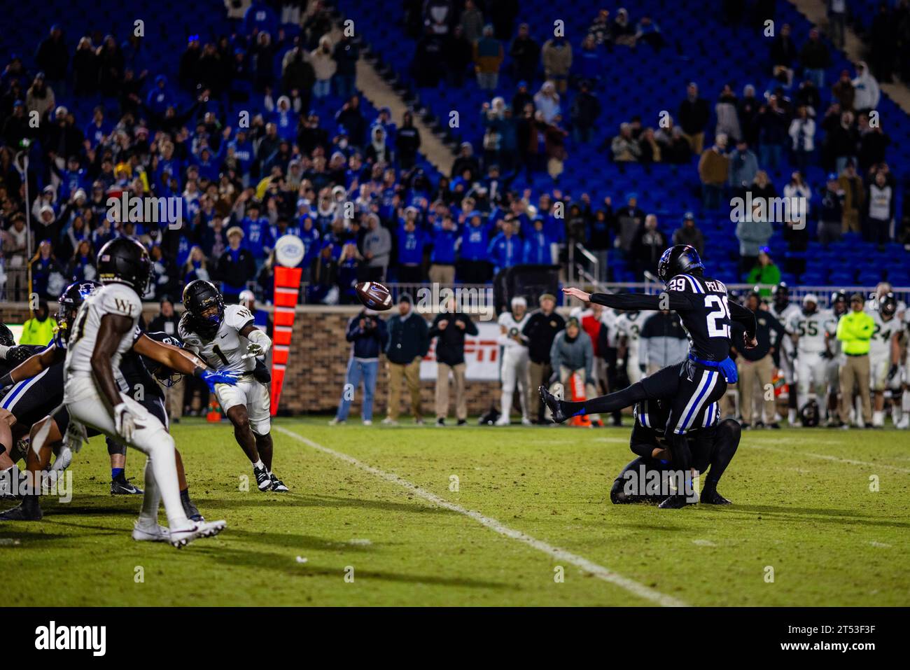 Durham, NC, USA. 2nd Nov, 2023. Duke Blue Devils place kicker Todd ...