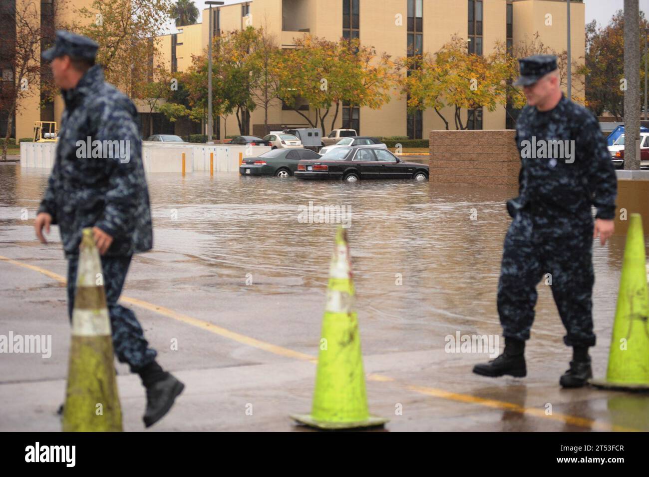 Calif., Flood, Naval Air Station North Island, Sailors, U.S. Navy Stock ...