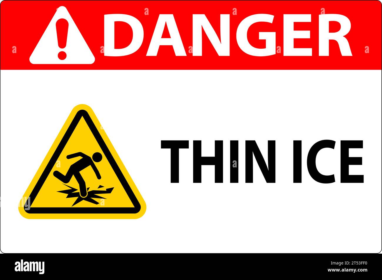 Water Safety Sign Danger - Thin Ice Stock Vector Image & Art - Alamy