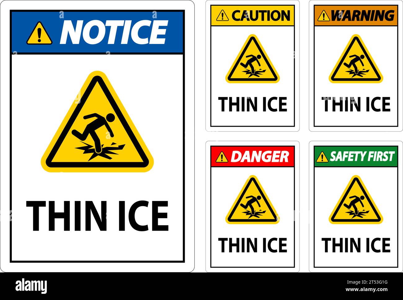 Water Safety Sign Danger - Thin Ice Stock Vector Image & Art - Alamy