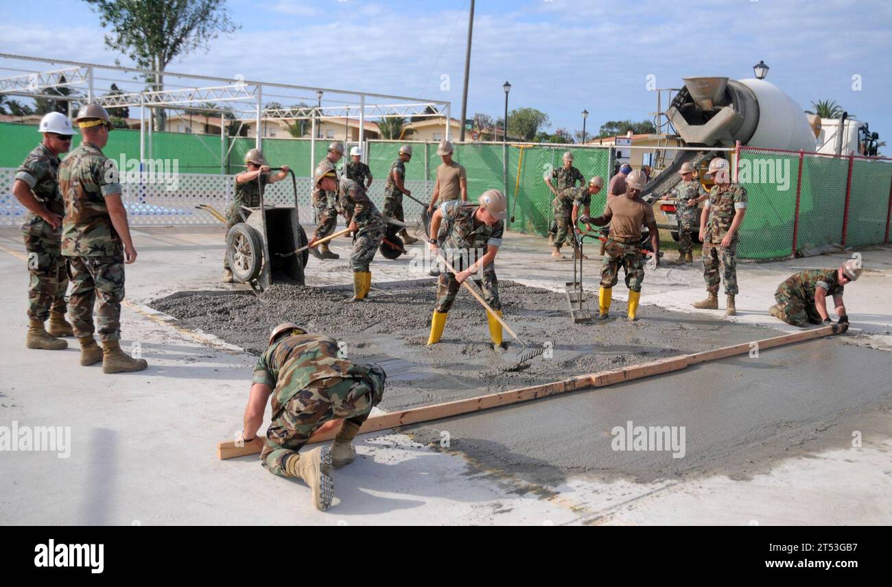 Camp Mitchell, concrete pour, Naval Station Rota, NMCB 74, Rota ...