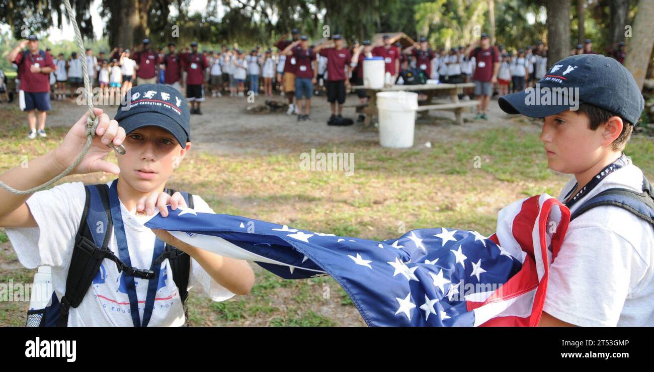 Camp, colors, DEFY, Droug Education for Youth, Flag, Jacksonville, nas JAX, U.S. flag Stock ...