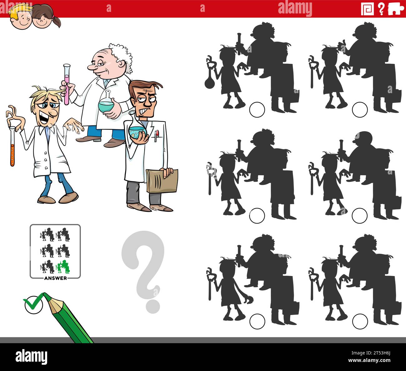 Cartoon illustration of finding the right picture to the shadow ...