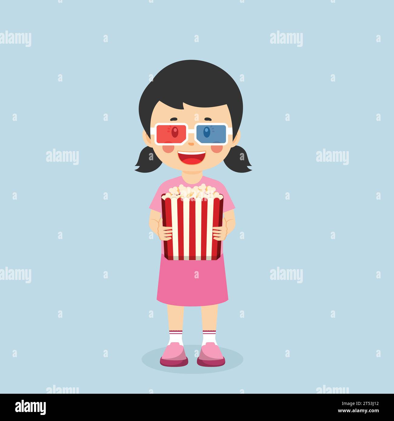 Little girl watching movie in cinema Royalty Free Vector Stock Vector ...