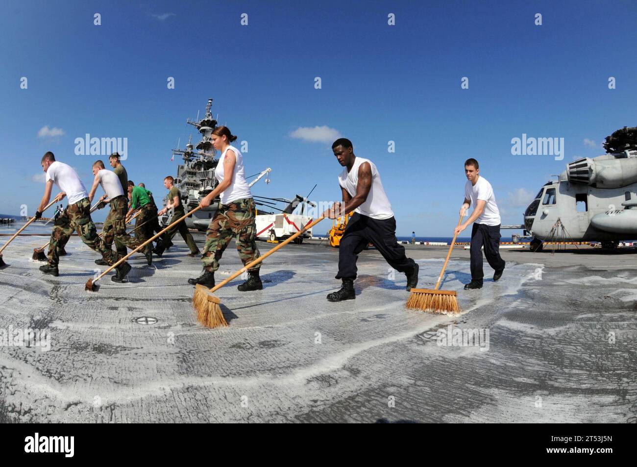 Caribbean Sea, flight deck, multipurpose amphibious assault ship, scrub ...