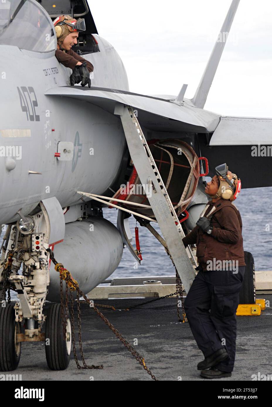 Carrier Air Wing (CVW) 8, flight deck, Sailors, Strike Fighter Squadron ...