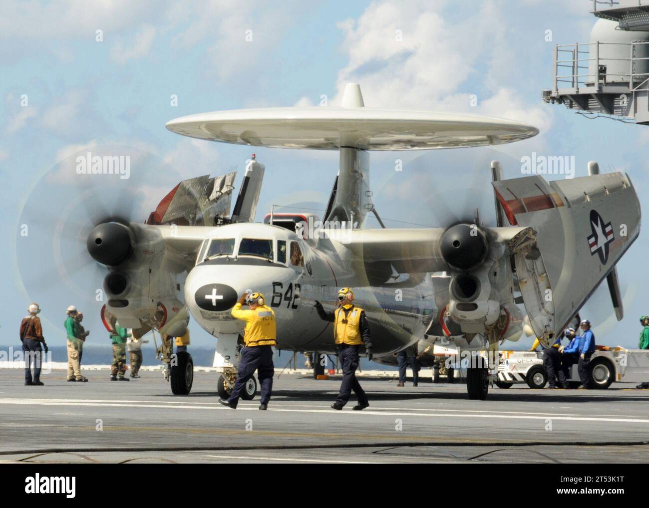 Carrier Airborne Early Warning Squadron 120, E-2C Hawkeye, flight deck ...