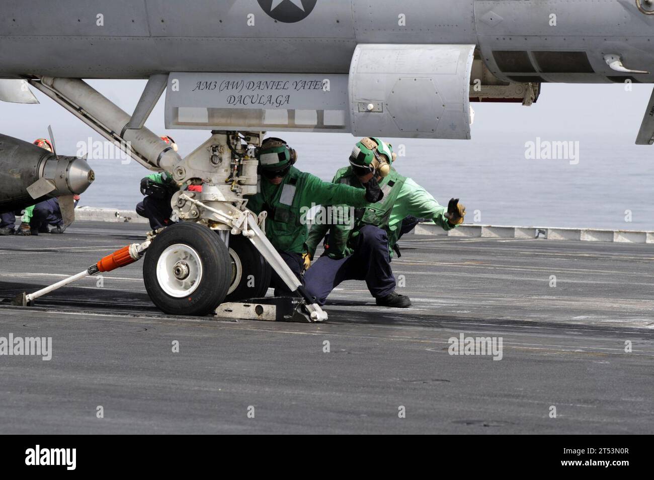 catapult shuttle, CVN 69, Dwight D., EISENHOWER, F/A-18C Hornet, green ...