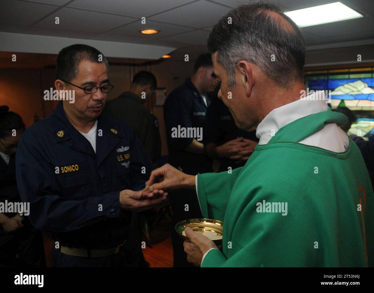 CATHOLIC, CMRD, communion, CVN 73, mass, Priest, religious, USS George ...