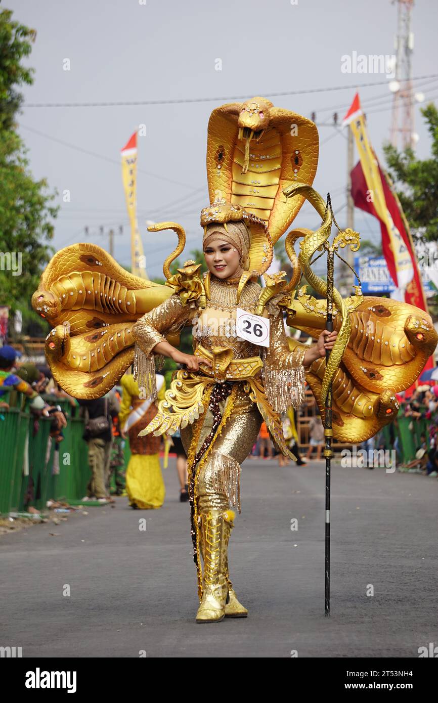 The participant Biro Fashion Carnival with cobra costume Stock Photo ...