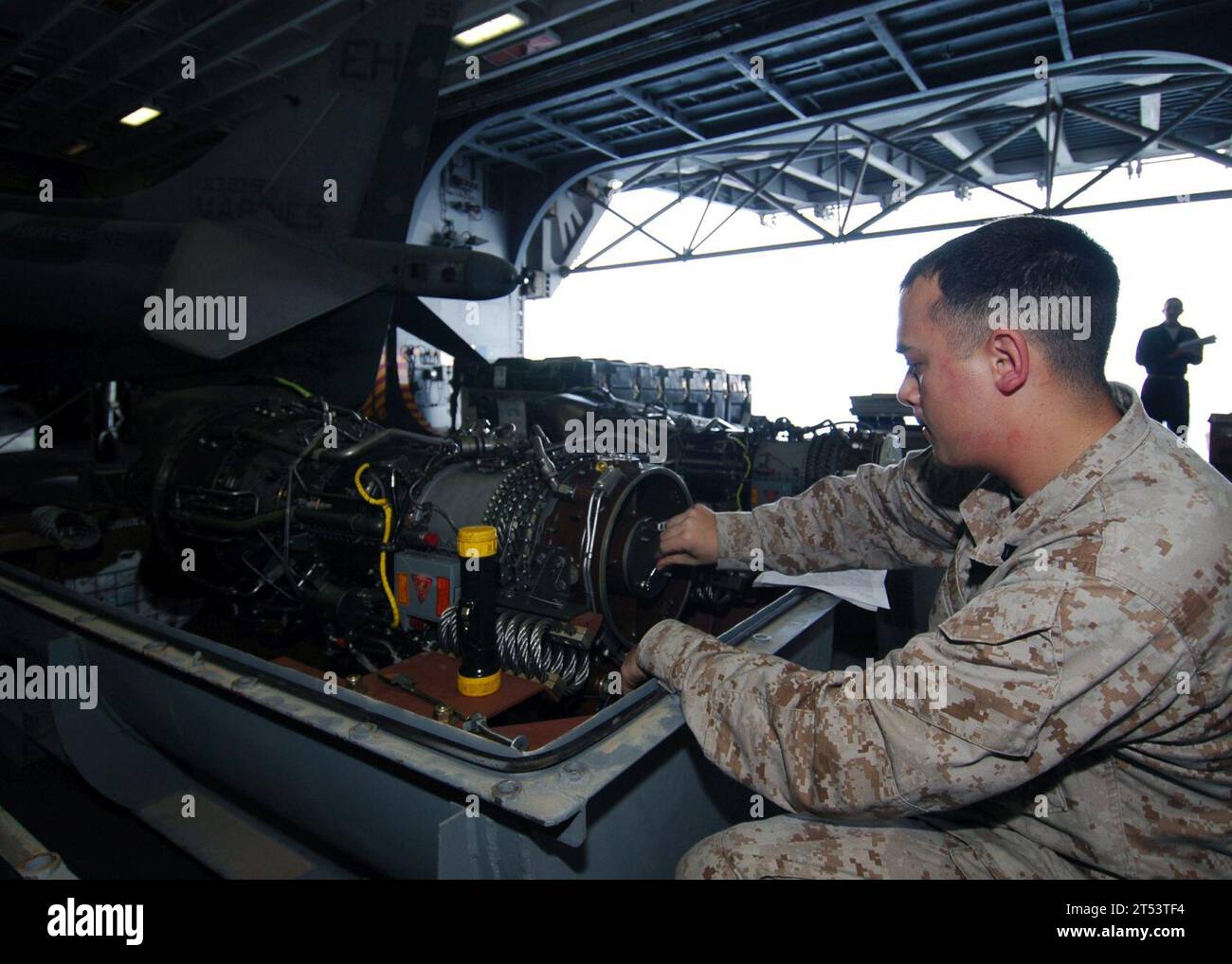 CH-46E Sea Knight helicopter, HANGAR BAY, Iwo Jima Expeditionary Strike ...