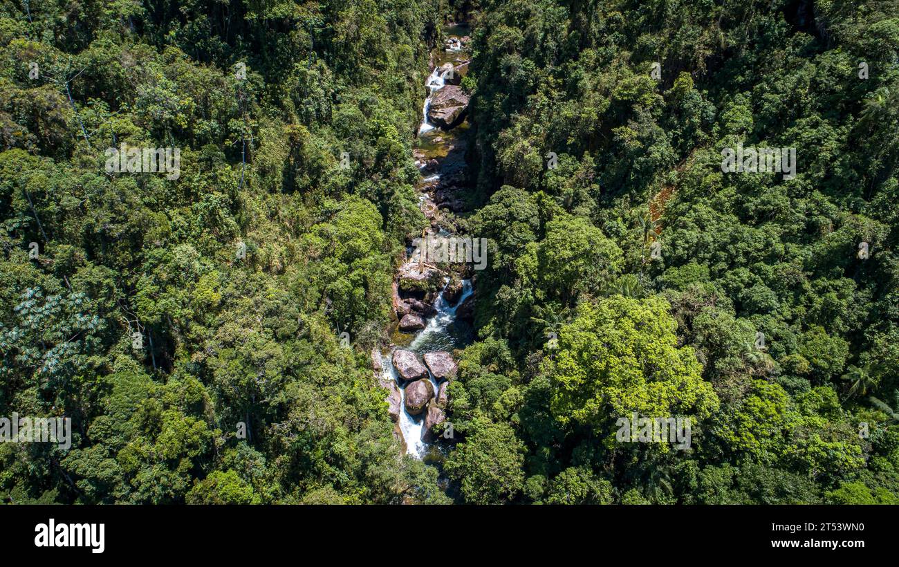 Aerial view to a waterfall in the Serra de mantiqueira (Mantiquiera ...