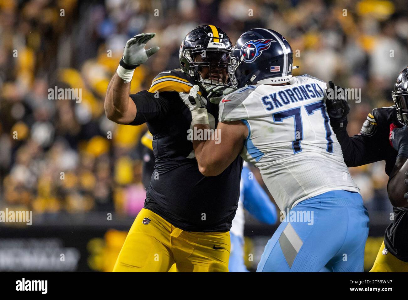 Pittsburgh Steelers defensive tackle Cameron Heyward (97) defends while ...