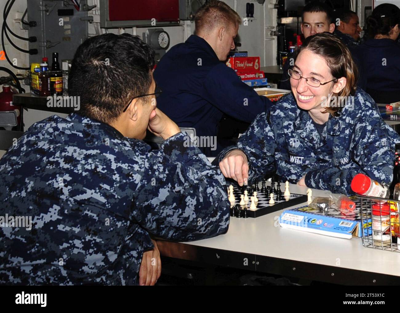 Chess, family style night, female, game, MWR, Sailor, U.S. Navy, USS ...
