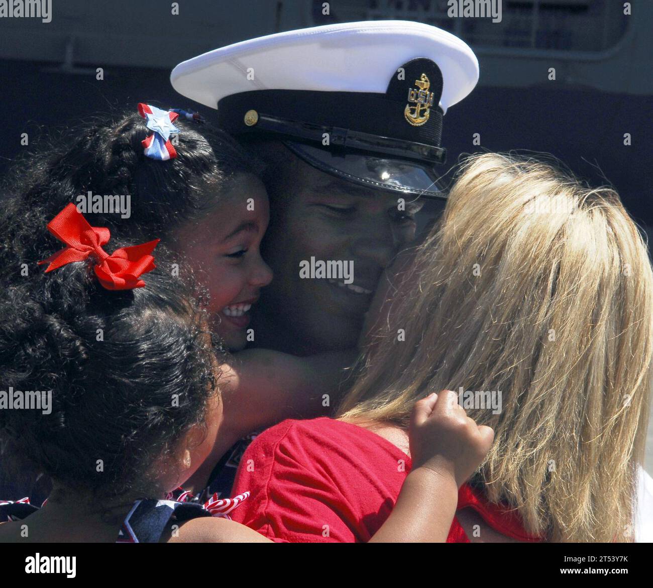 children, dependents, Homecoming, kids, kiss, people, welcome Stock ...