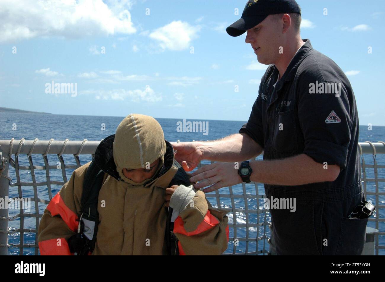 children, fire-fighting gear, friends and family cruise, Sailor, USS ...
