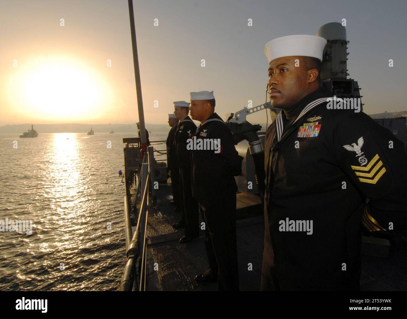 Chile, guided-missile frigate, man the rails, navy, of UNITAS 52 ...