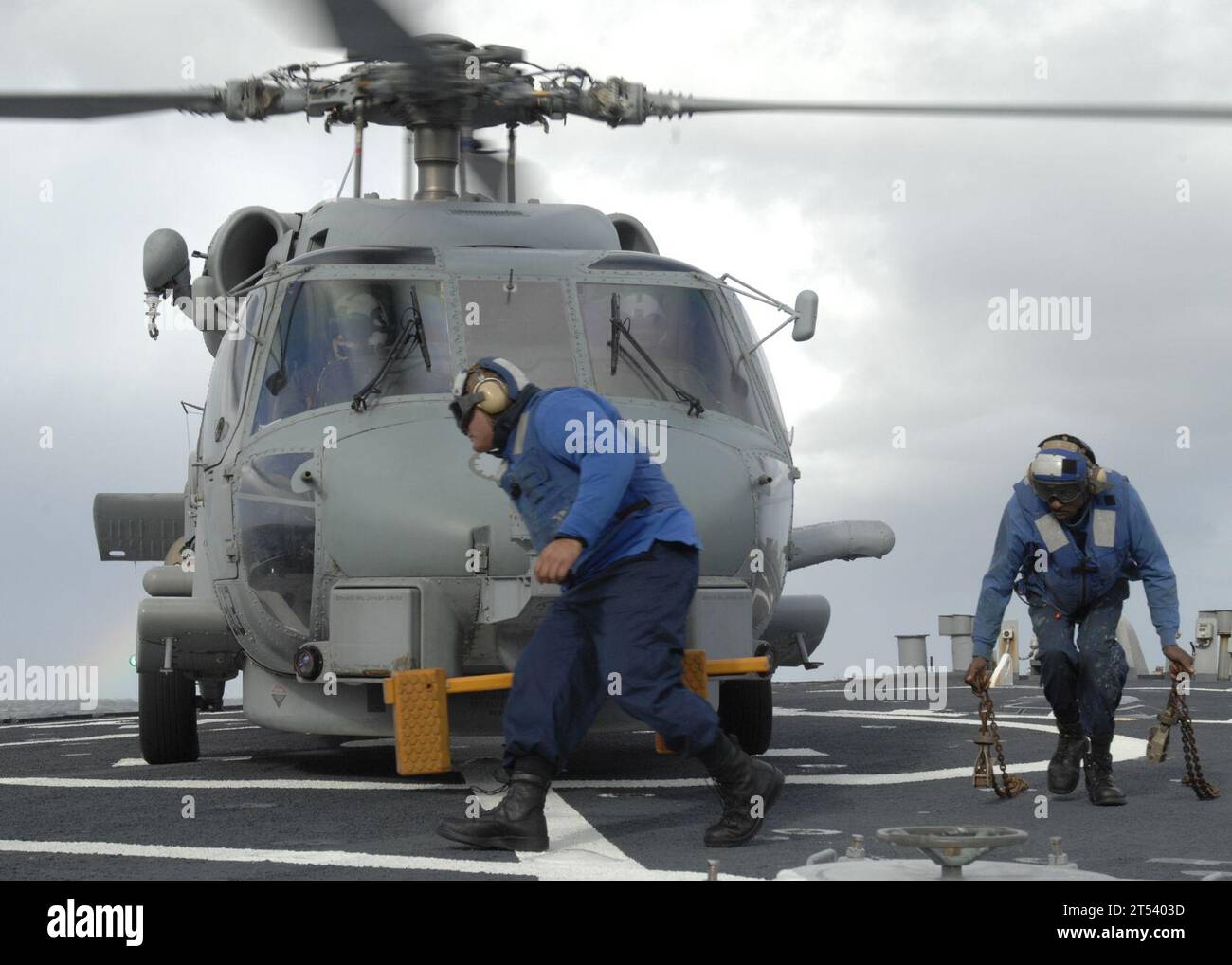 chock and chain, DDG-55, flight deck, helicopter, Joint Warrior, U.S. navy , USS Stout Stock ...