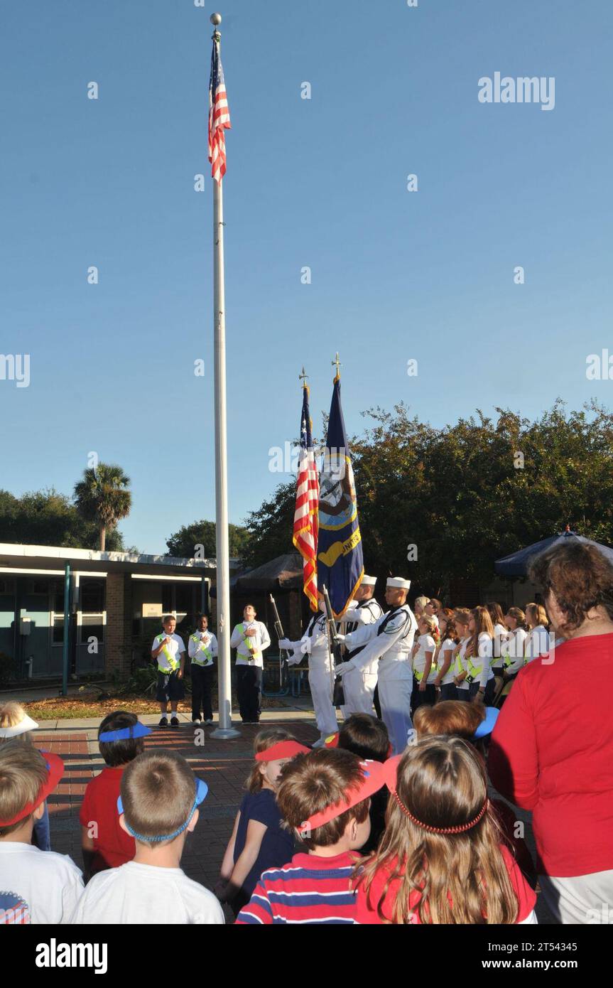 color guard, men and women, NAVSTA Mayport, navy, San Pablo Elementary ...
