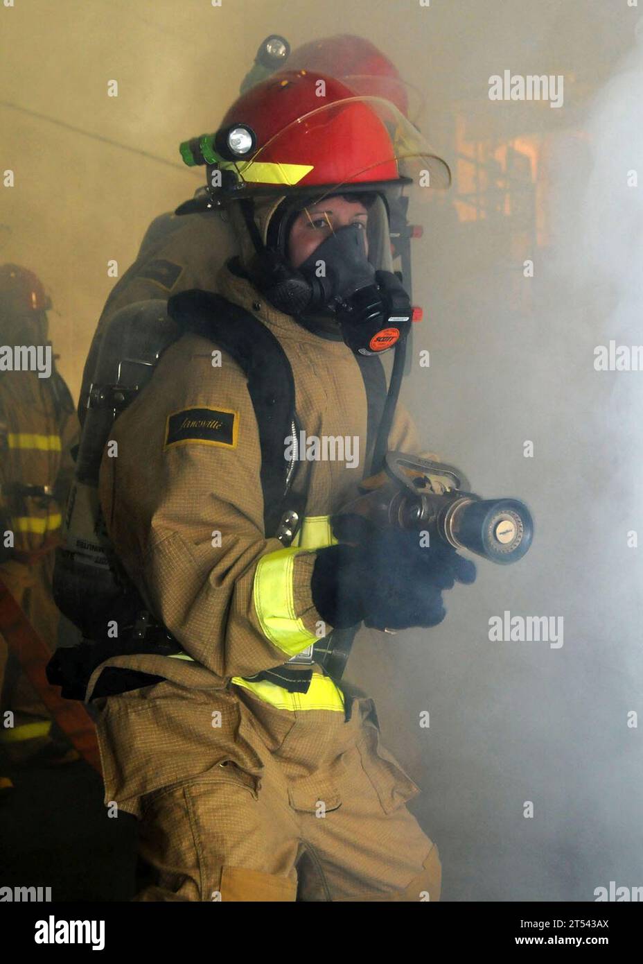 combat, hangar bay general quarters drill, Sailor, simulated fire ...