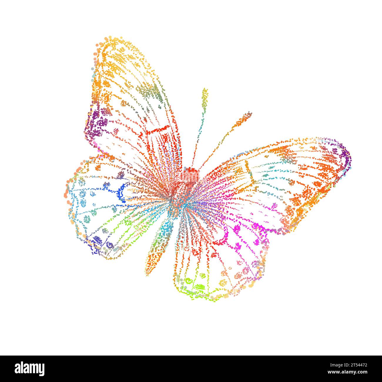 Beautiful colored abstract butterflies. hand drawing. Not AI ...