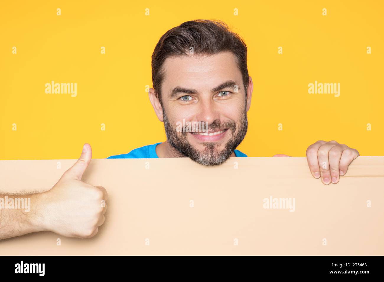Good choice, recommend like concept with copy space. Man holds ...