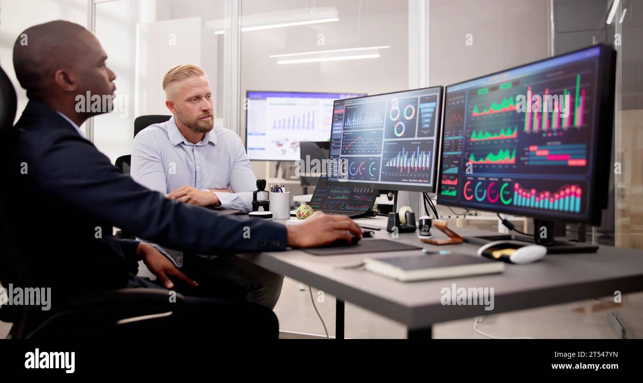 African American Data Analyst Using Data Analytics KPI Dashboard Stock ...