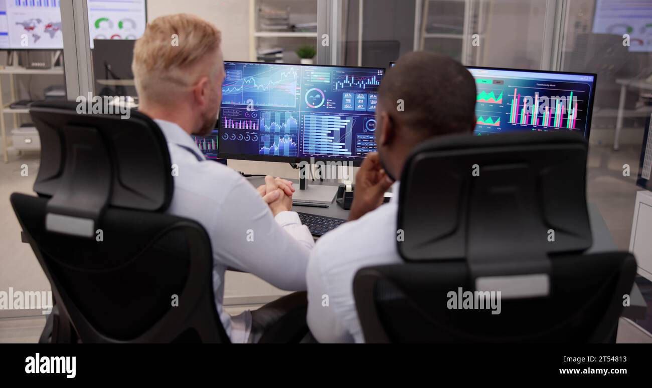 African American Data Analyst Using Data Analytics KPI Dashboard Stock ...