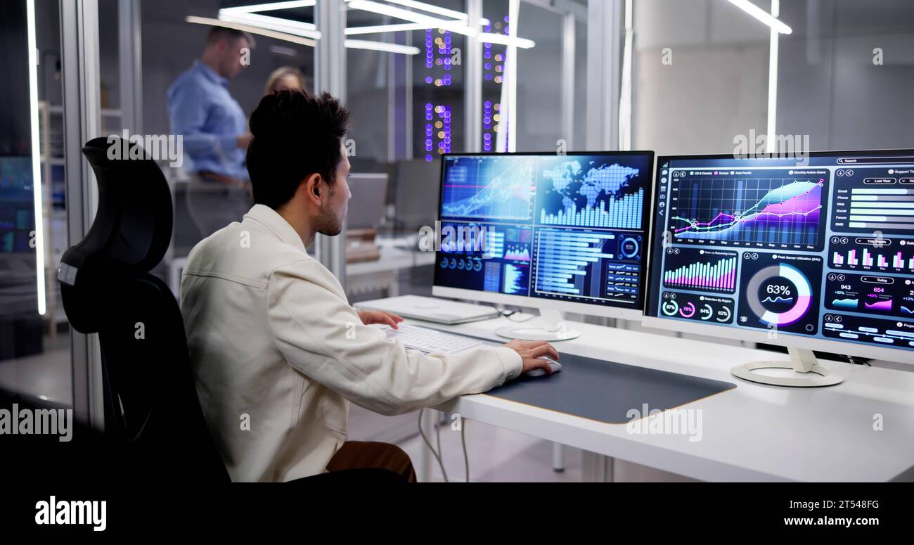 Financial Business Analytics Data Dashboard. Analyst Man Stock Photo ...