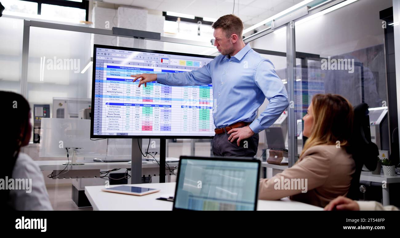 Corporate Training Presentation In Classroom With Computers Stock Photo ...