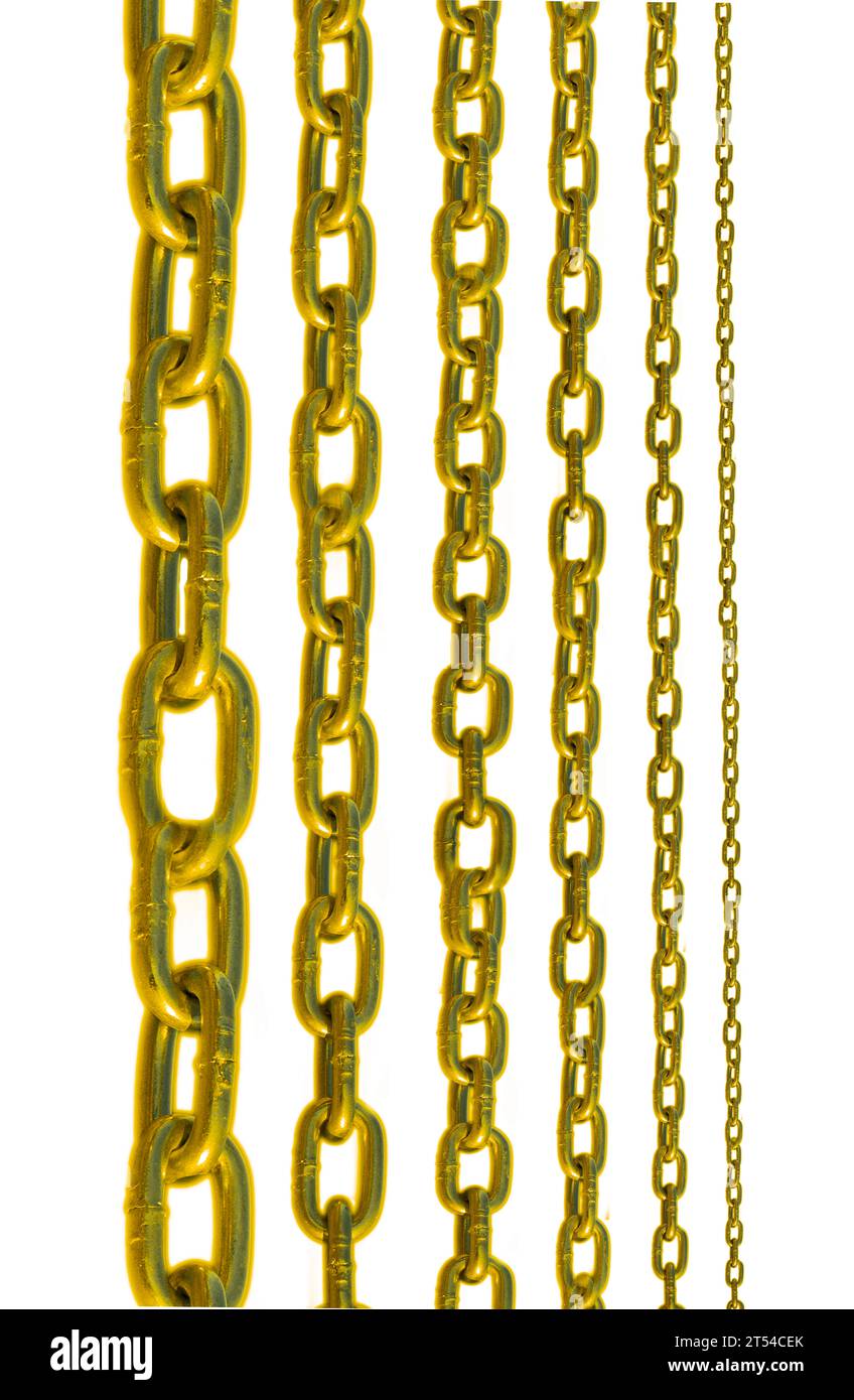 The set of golden chains of different sizes on an isolated white ...