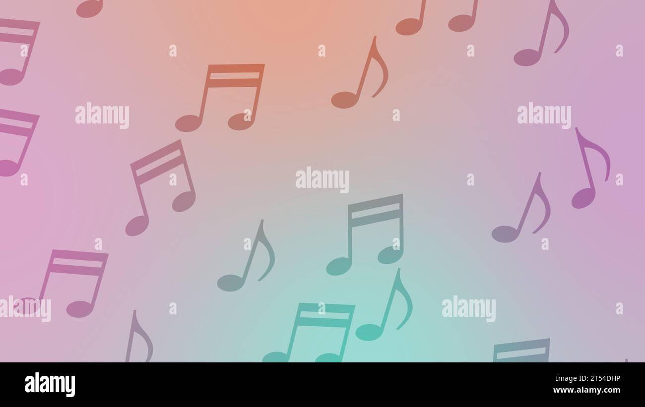 CG image of pastel-colored background including music note object Stock ...