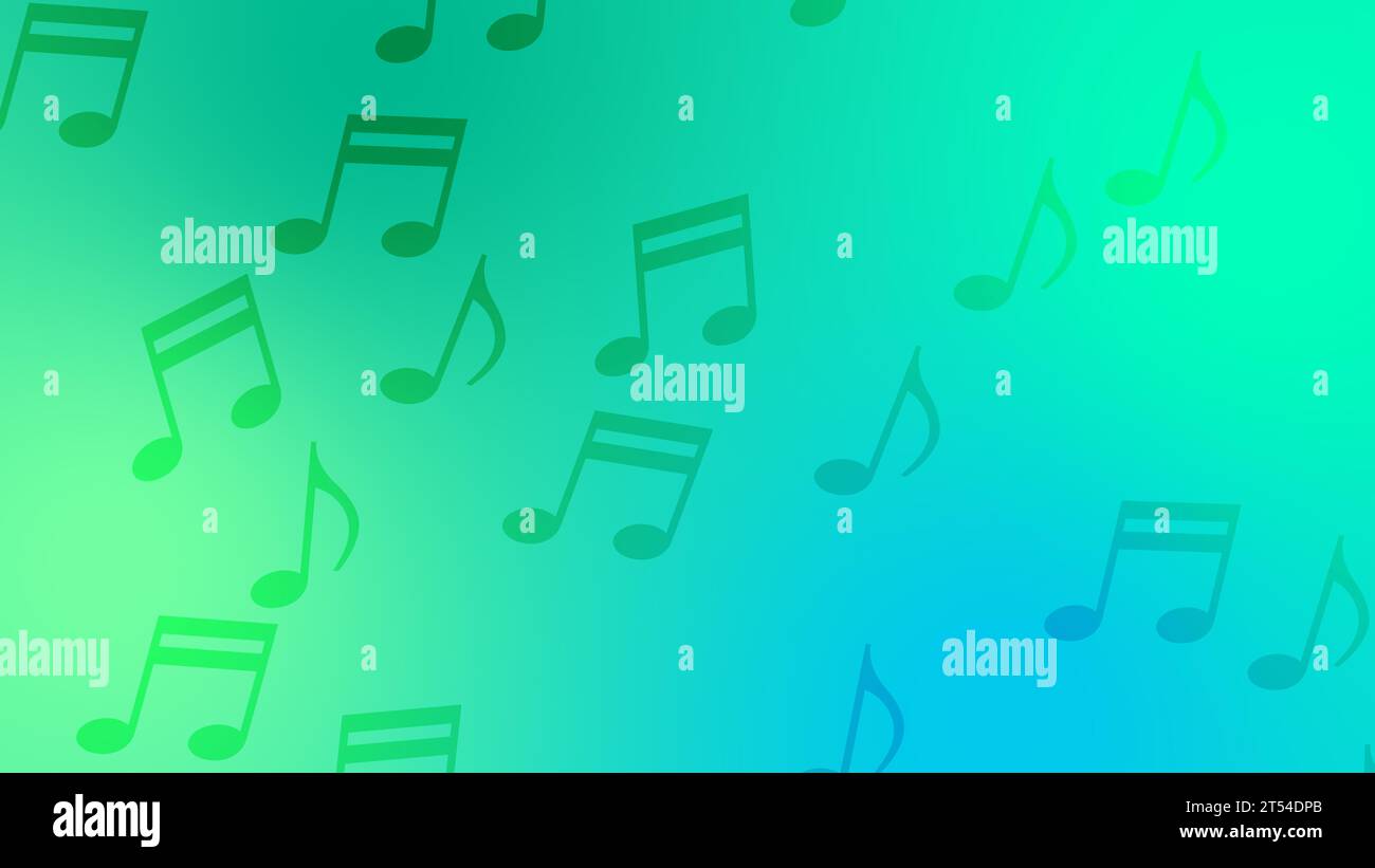 CG image of green and cyan background including music note object Stock ...