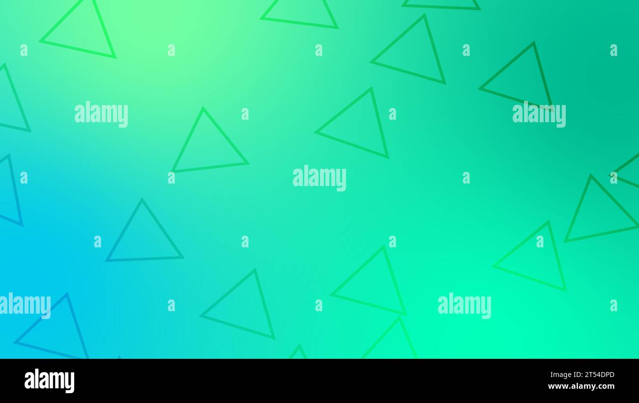 CG image of green and cyan background including triangle shaped object ...