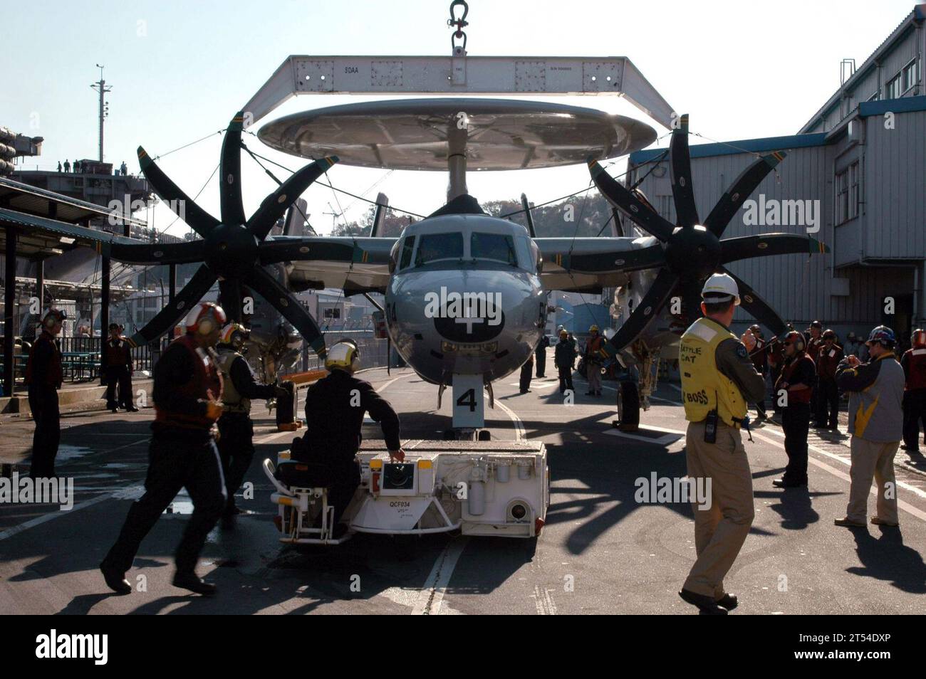 Crash And Salvage, E-2C Hawkeye, floating barge, Japan, Yokosuka Stock ...