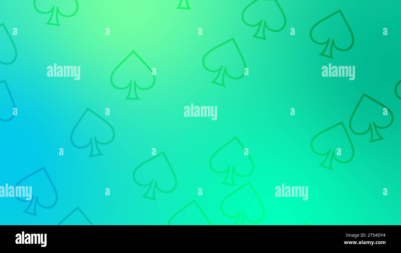 CG image of green and cyan background including spade shaped object ...