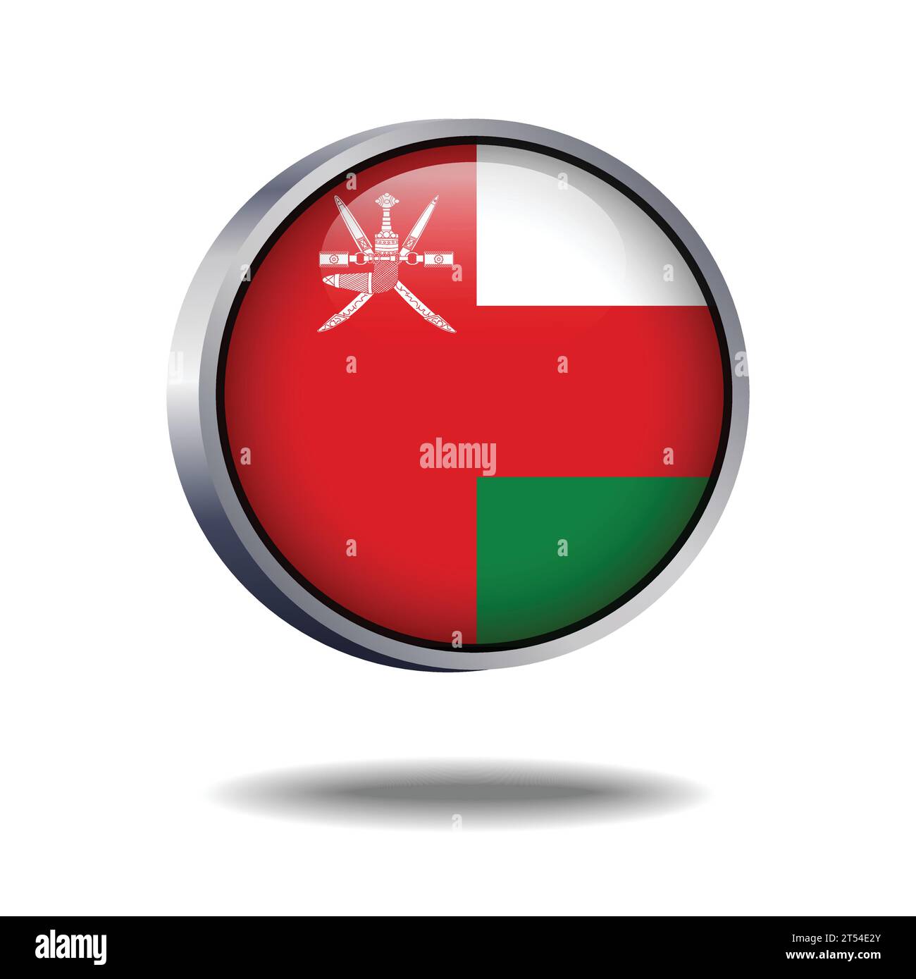 Flag oman round glossy icon hi-res stock photography and images - Alamy