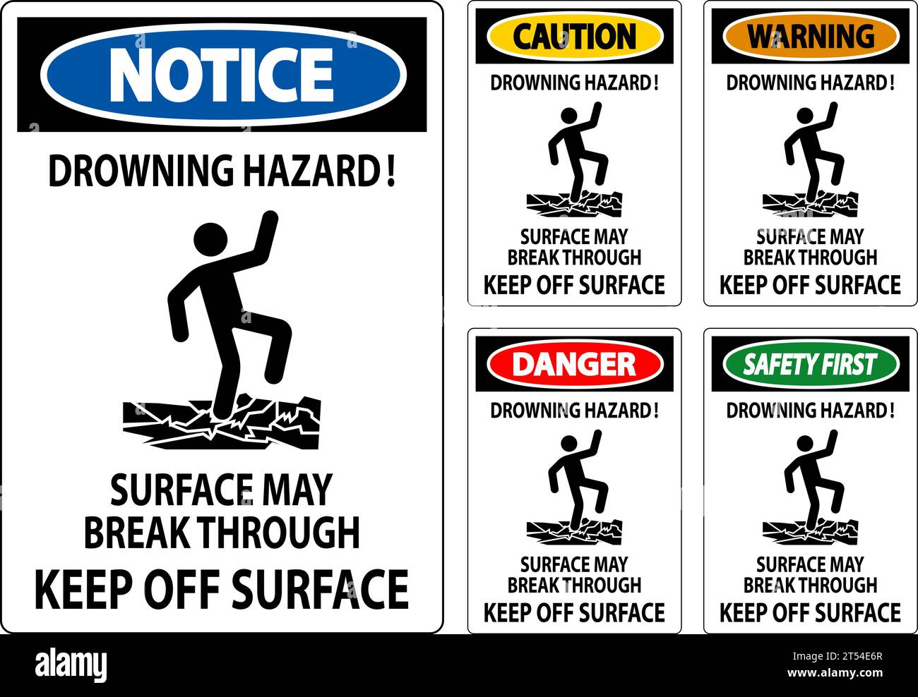 Danger Sign Drowning Hazard - Surface May Break Through, Keep Off ...