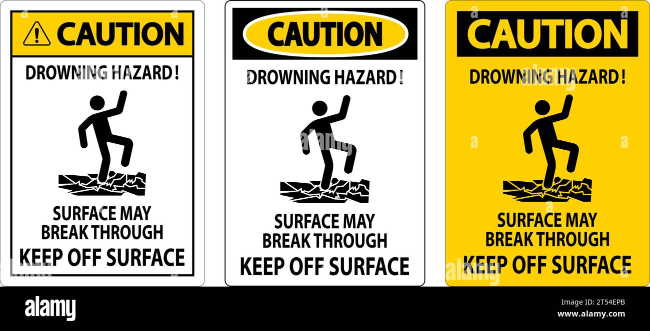 Warning Sign Drowning Hazard - Surface May Break Through, Keep Off ...