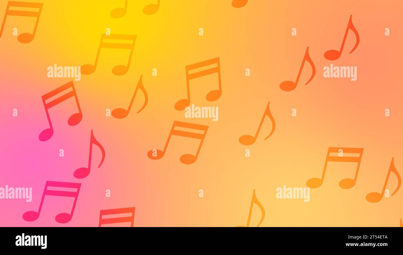 CG image of yellow and magenta background including music note object ...